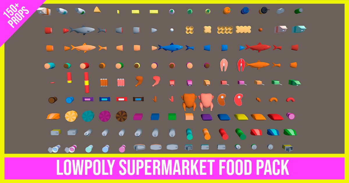 LowPoly Supermarket Food Pack (150+ Props) | 3D Food | Unity Asset Store