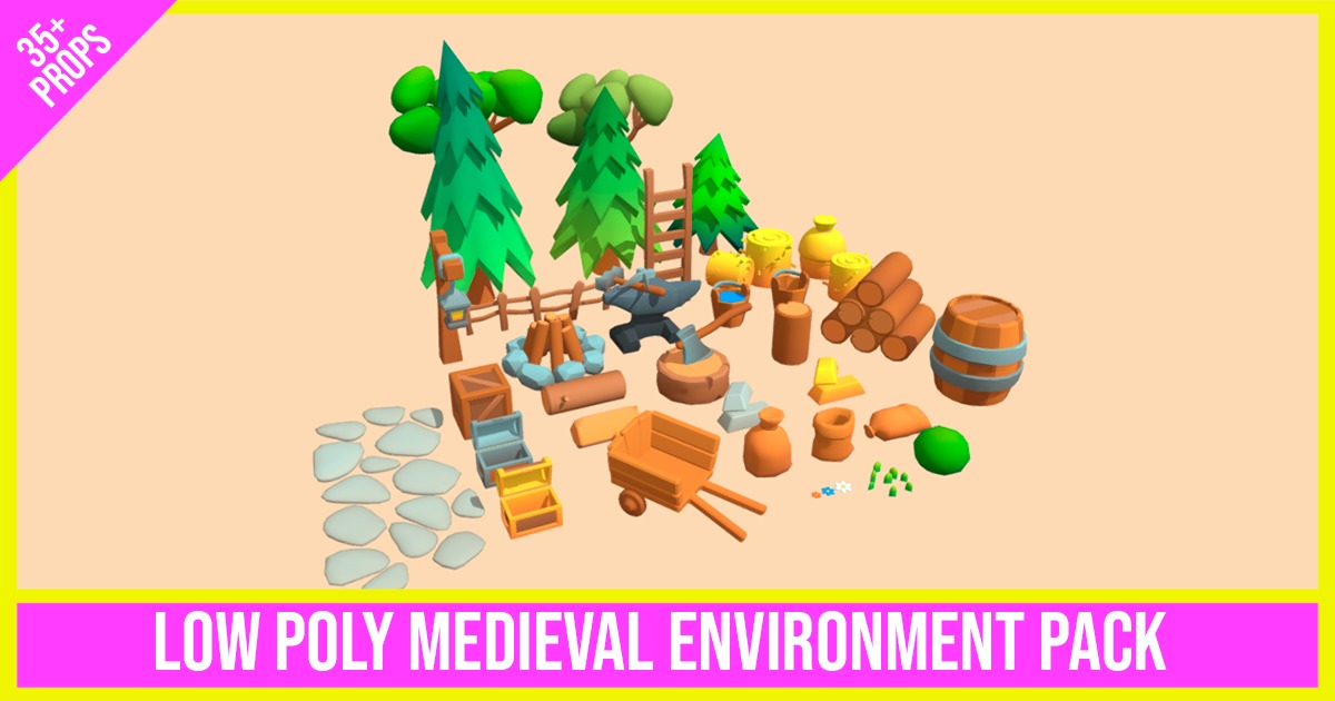 Low Poly Medieval Environment Pack (35+ Props) | 3D Props | Unity Asset Store