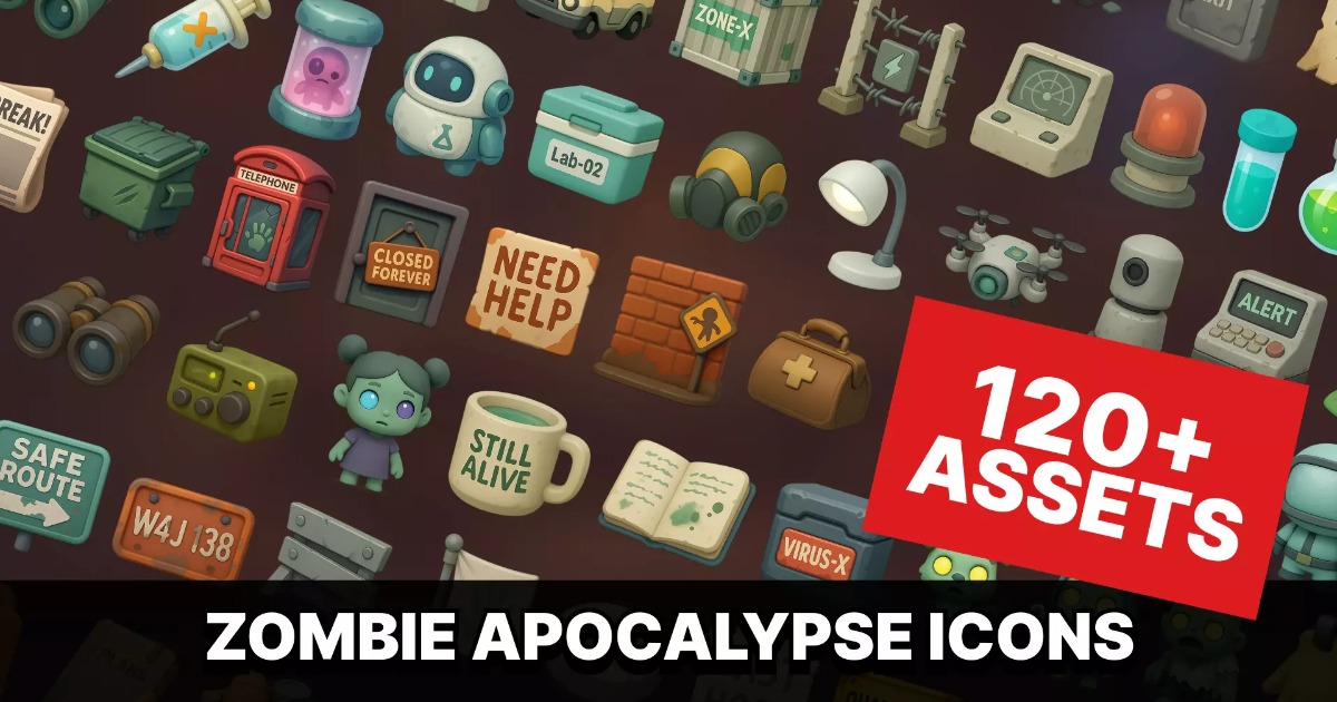 Zombie Apocalypse Icons Pack Survival Medical and Post Apocalyptic ...