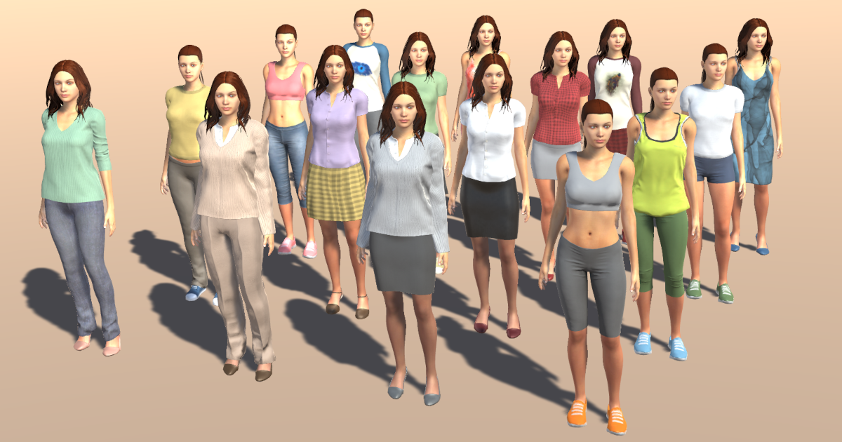 o3n Jane Modern Clothing Pack | 3D Humanoids | Unity Asset Store