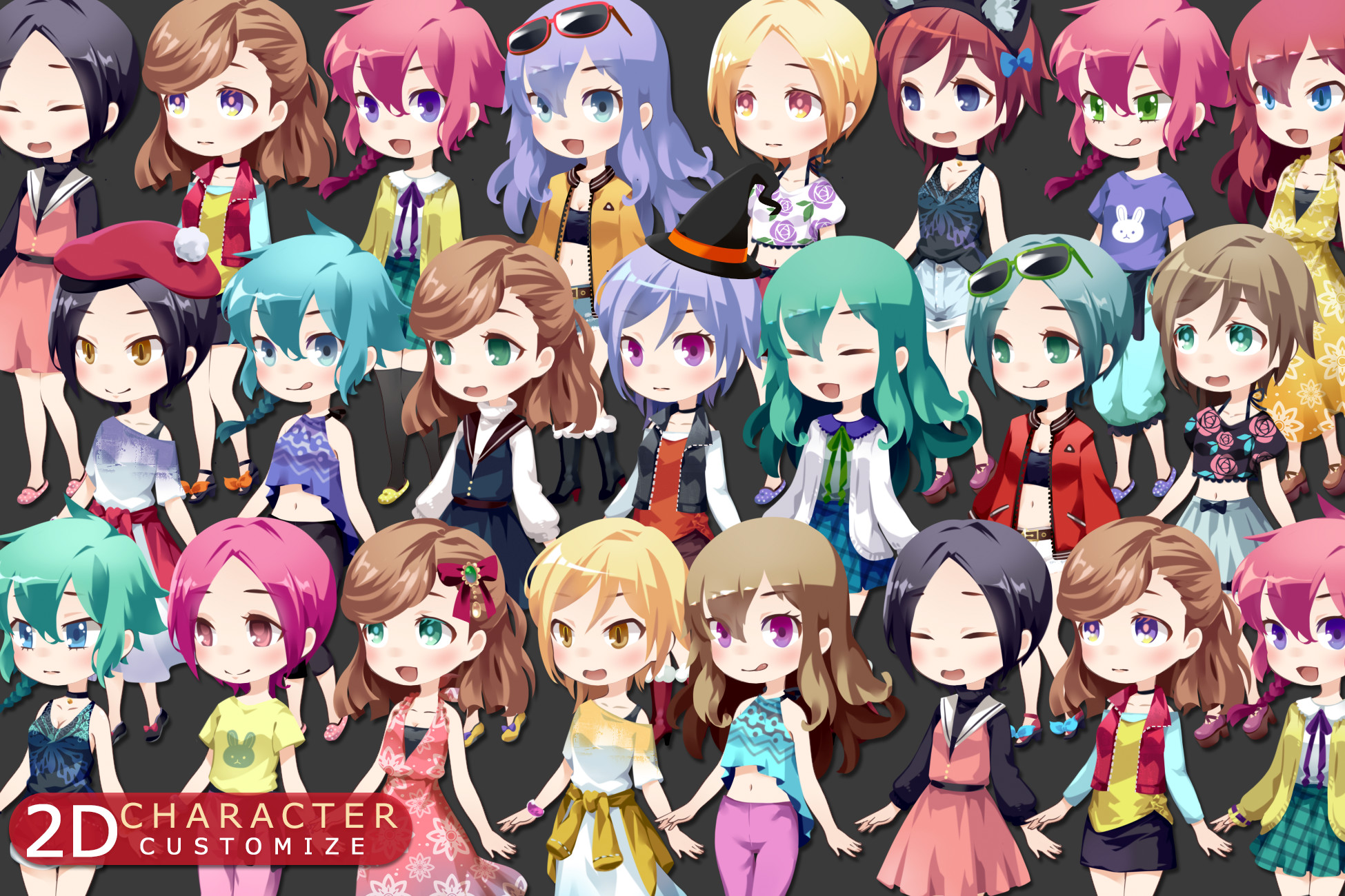 Customize Girl_ Type 1_N3 | 2D Characters | Unity Asset Store