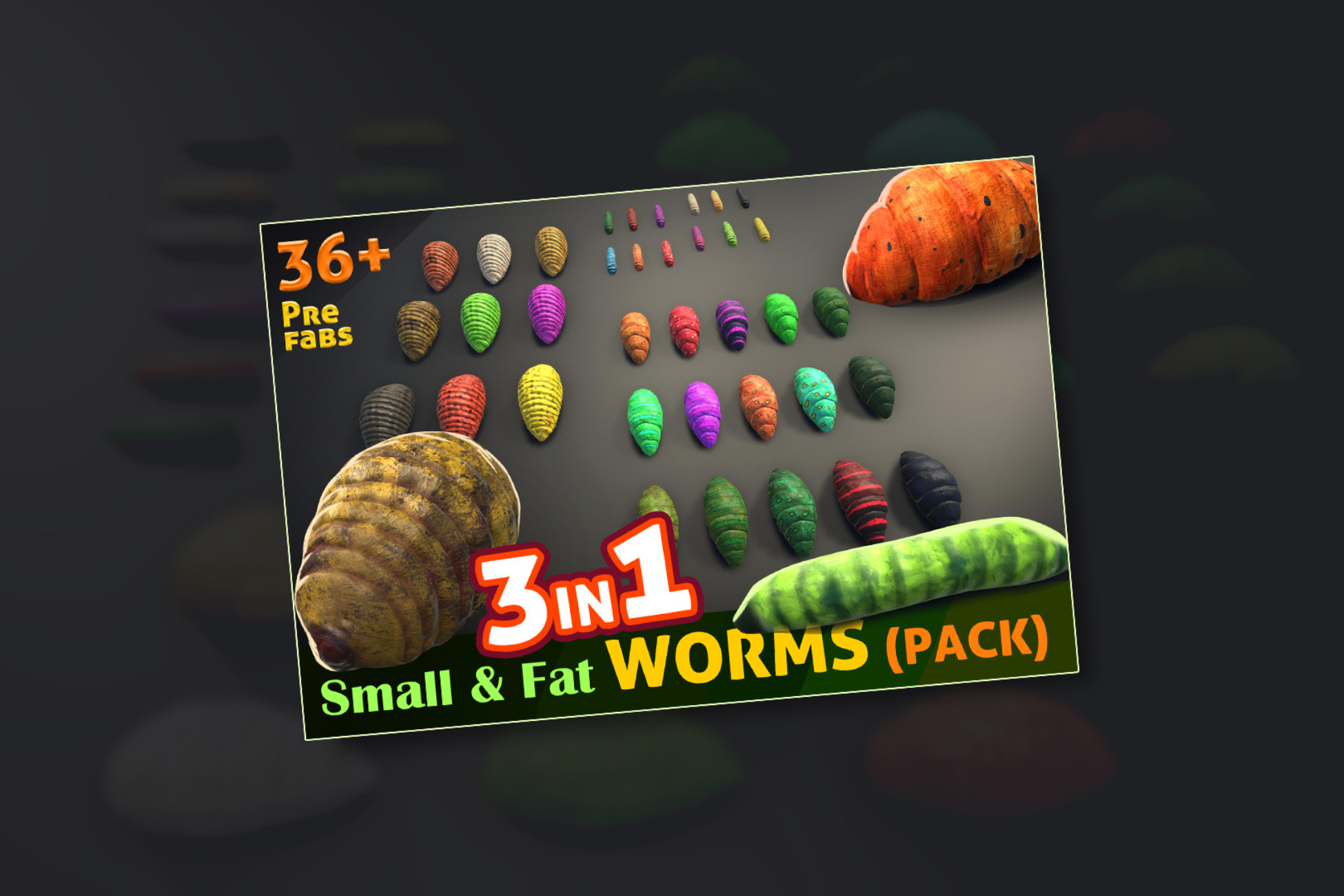 Small & Fat Worm's (3 in 1 PACK) | 3D Characters | Unity Asset Store