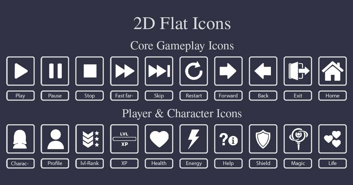 Icons Pack - Flat Style | 2D Icons | Unity Asset Store