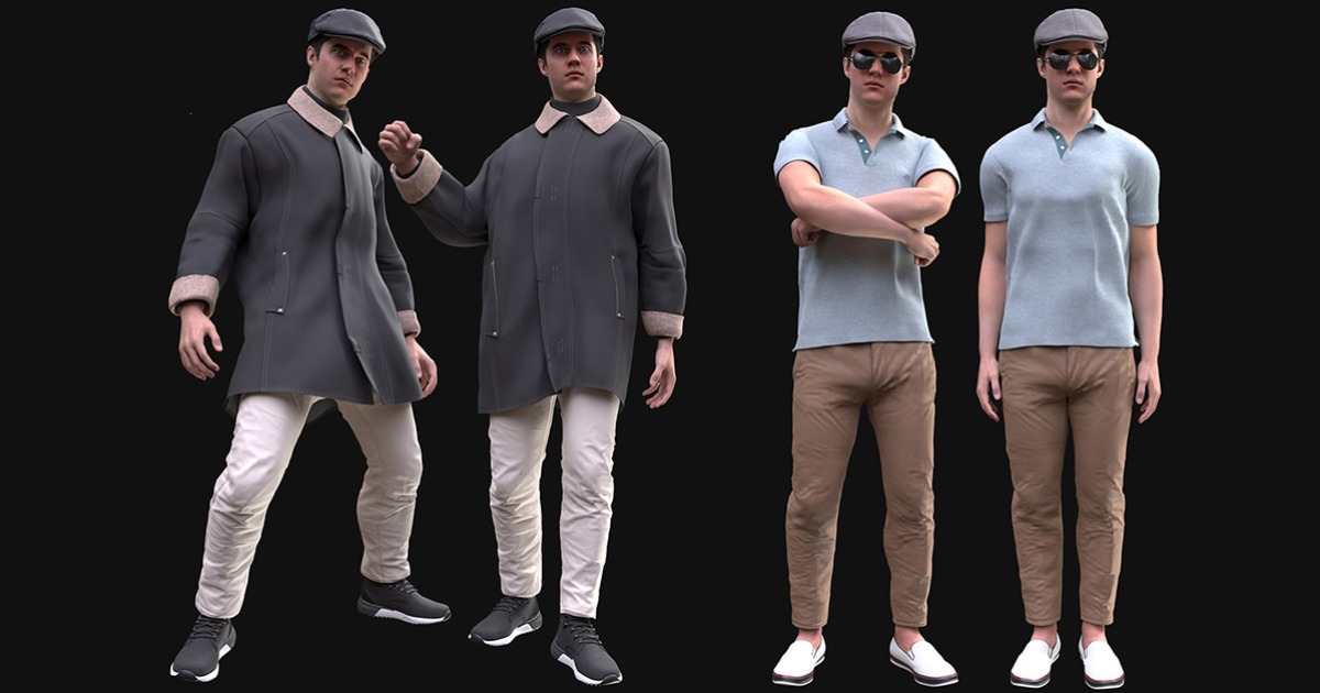 Collection 38 - Man in Casual/Autumn Outfits - Rigged | 3D Characters ...