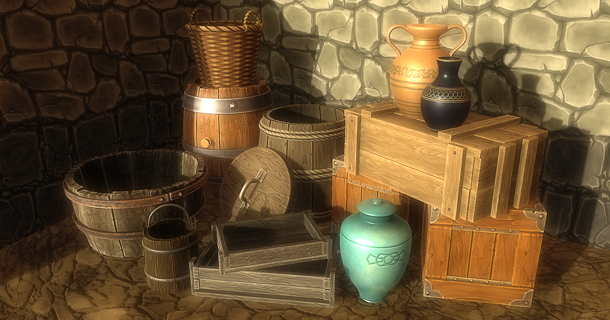 Breakable Medieval Containers | 3D Props | Unity Asset Store