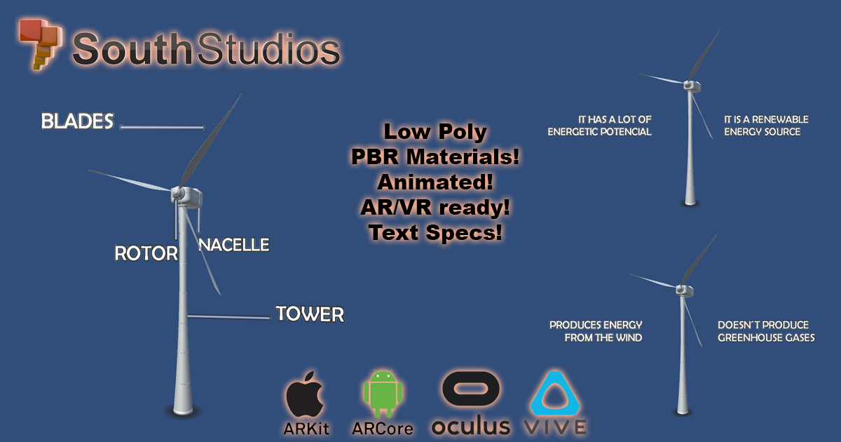 Animated Wind Turbine Power AR VR | 3D 外观 | Unity Asset Store