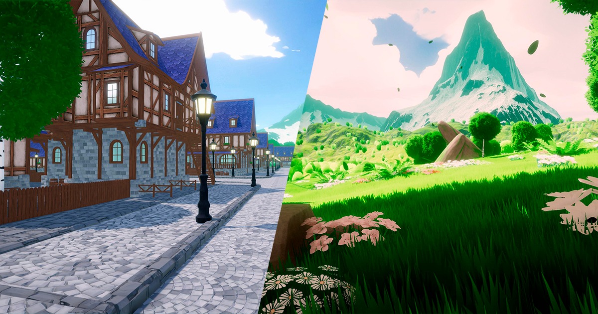 [K] Stylized Forest Environment + Modular Village | 3D Landscapes ...