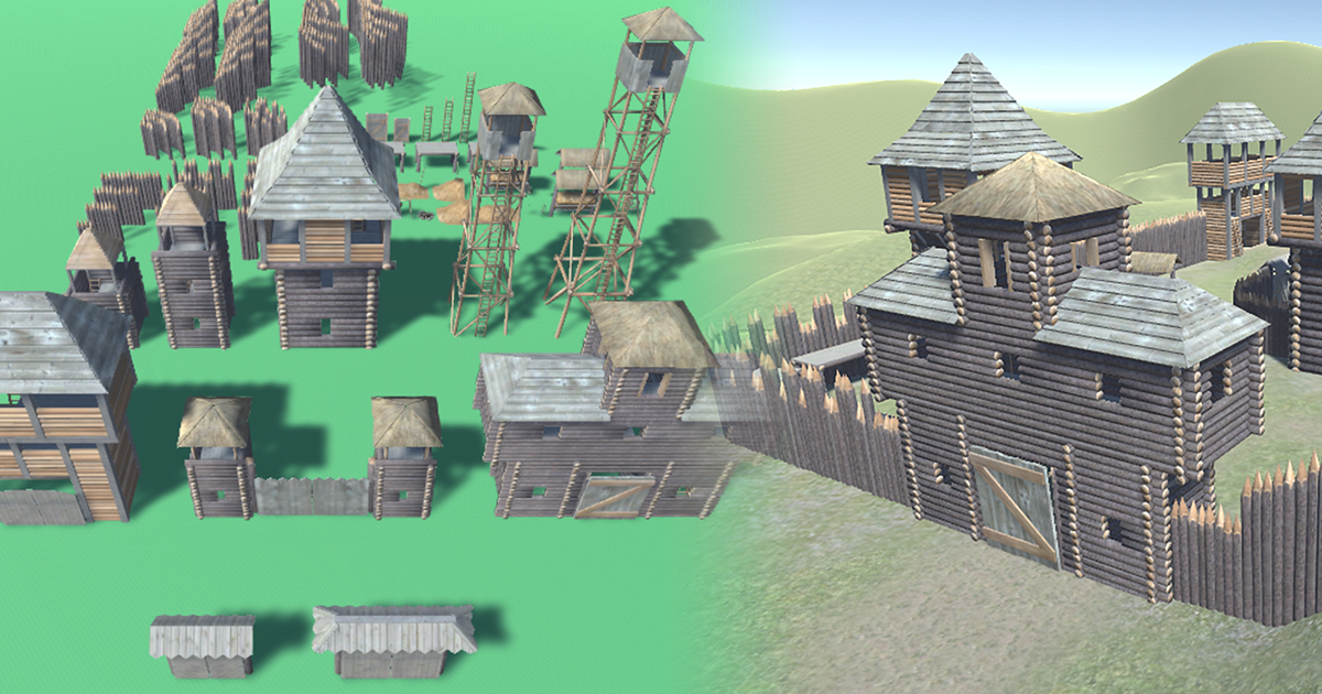 Modular Medieval Wooden Castle | 3D Historic | Unity Asset Store