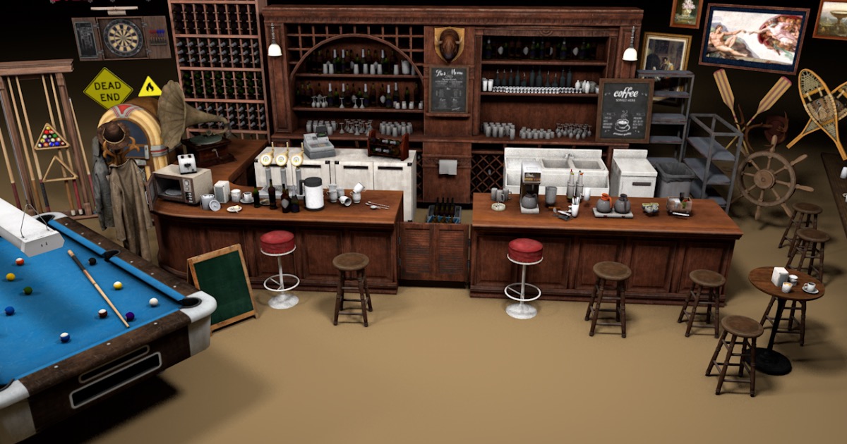 ULTIMATE BAR PROPS 100+ | 3D 小道具 | Unity Asset Store