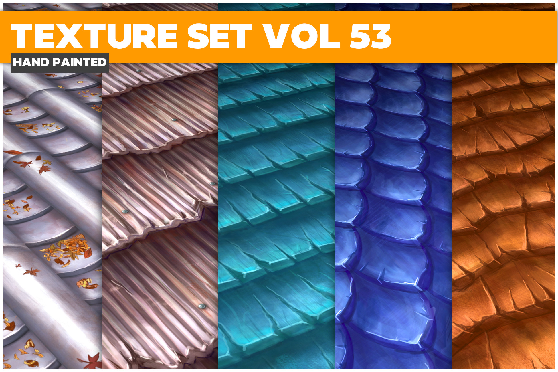 Texture Set Vol.53 Hand Painted Roofs | 2D Roofing | Unity Asset Store