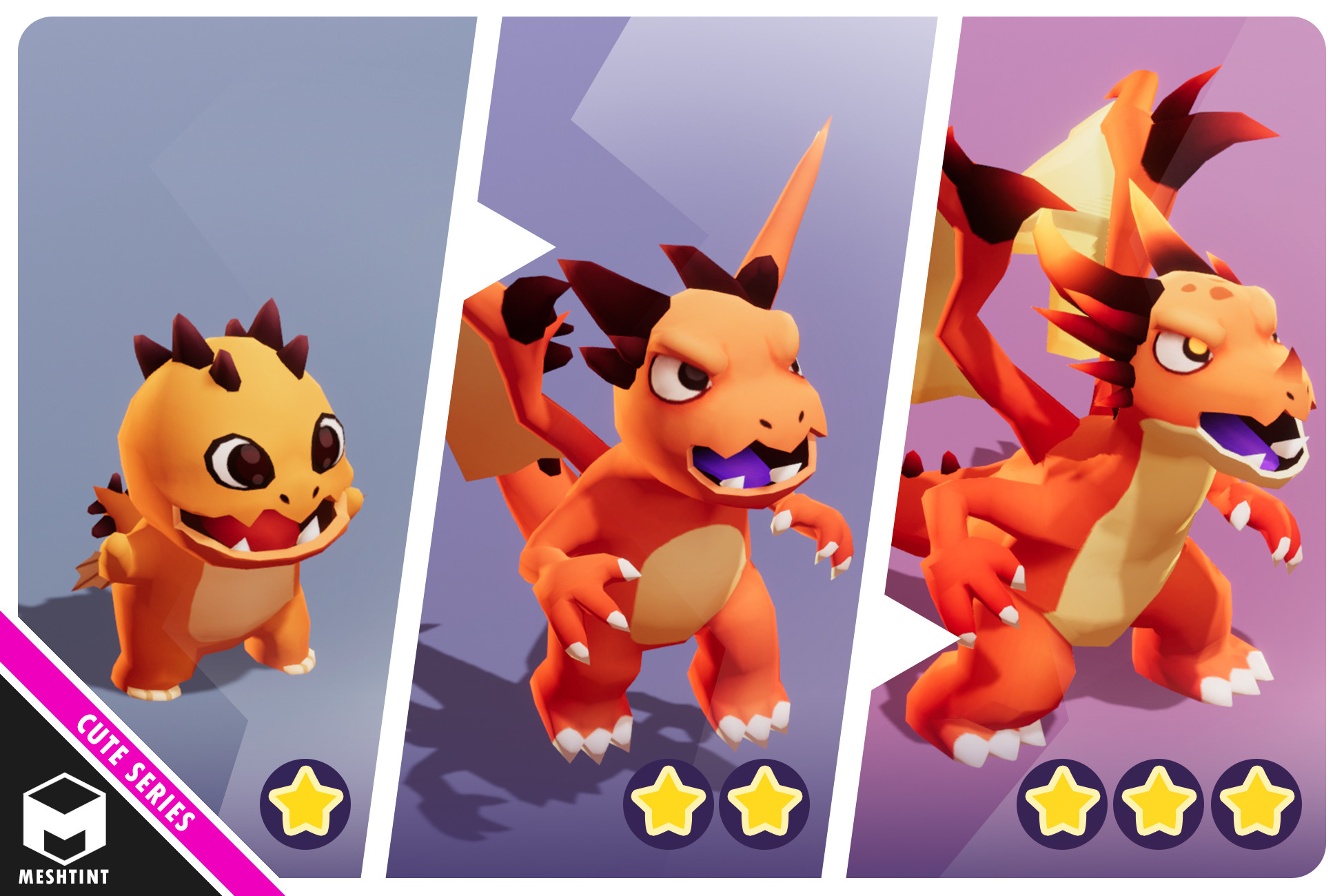 Dragon Fire Inferno Evolution Pack Cute Series | 3D Creatures | Unity ...