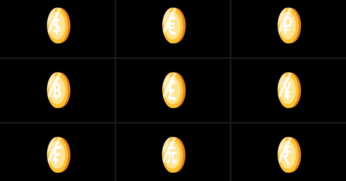 Animated Currency Coin Symbols (11.06.25) | 2D Textures & Materials ...