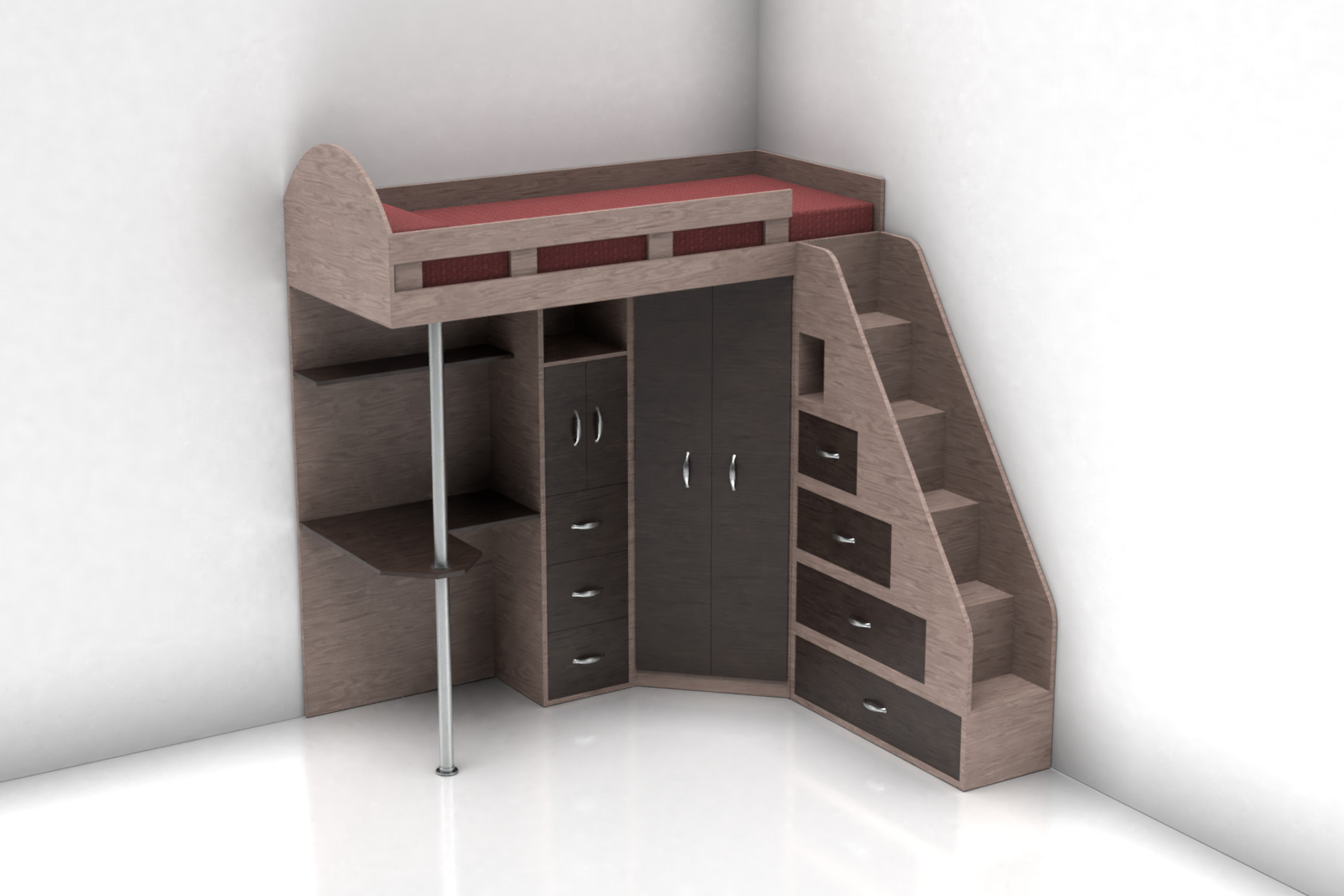 Loft Bed with Storage Area | 3D 가구 | Unity Asset Store