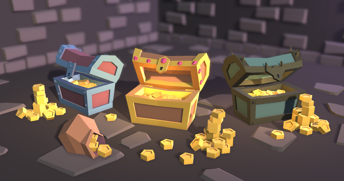 Lowpoly Treasure Chests - Animated Stylized Cartoon Asset | 3D 道具 ...