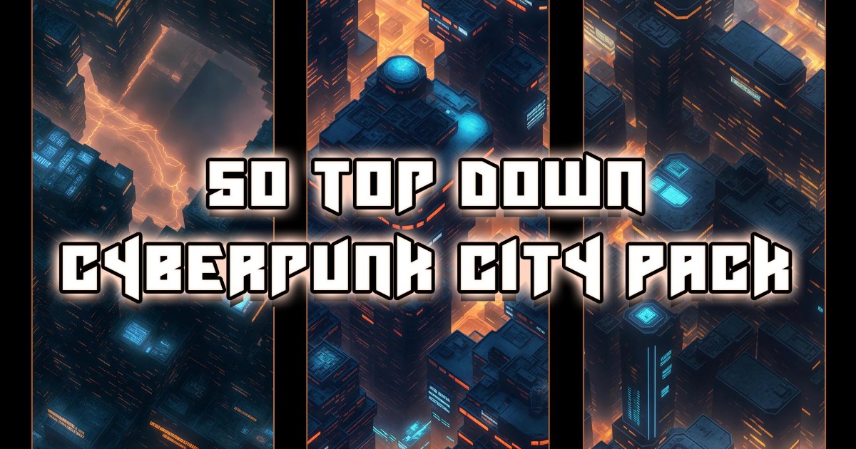 50 Top Down Cyberpunk City Pack | 2D Environments | Unity Asset Store