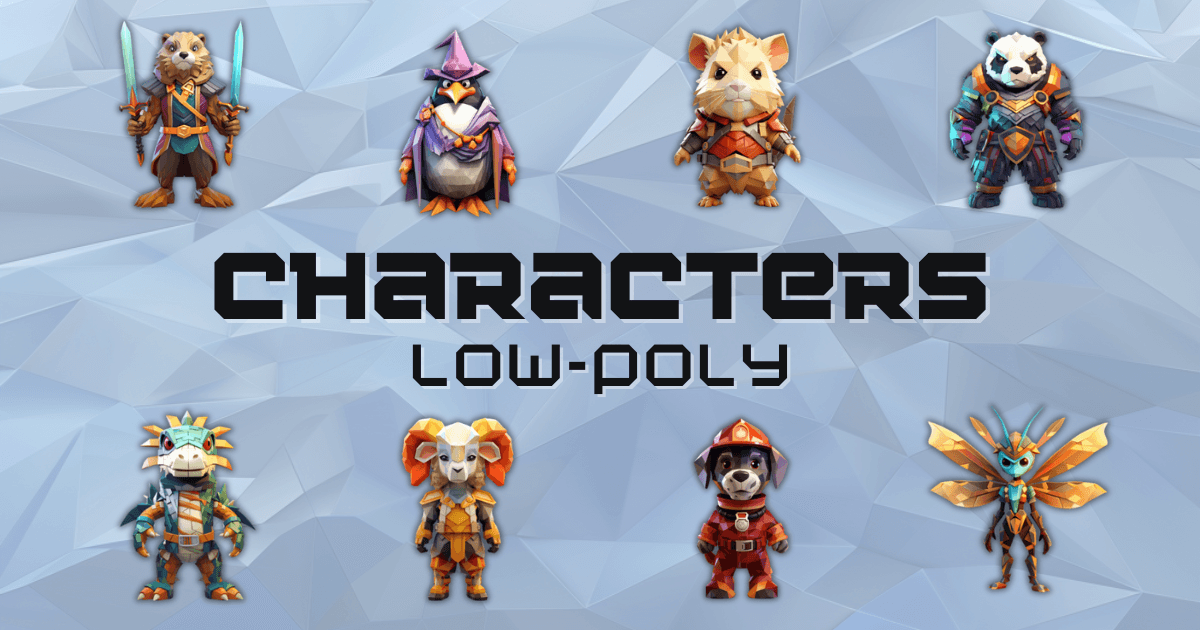370 Low-Poly 2D Characters - Transparent Background Asset Pack | 2D ...