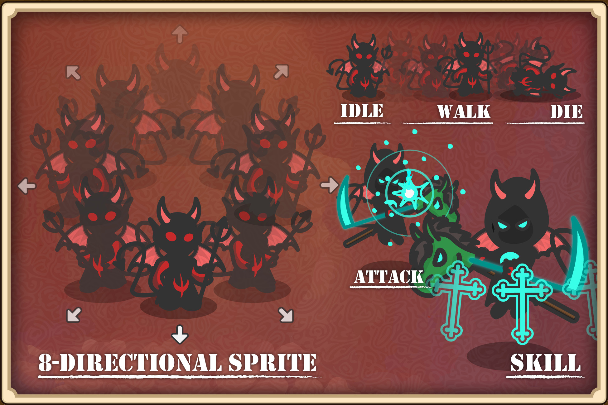 2D Monster - Cute & Chibi: Devils (Unique Skill Animated Prefab with ...