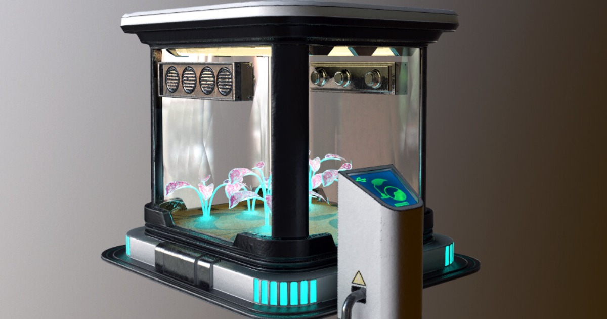 Futuristic Terrarium with Bioluminescent Sci-Fi Plants – Glowing Alien ...