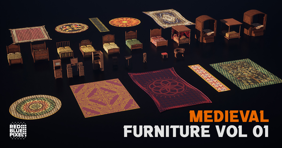 Medieval Furniture Volume 01 | 3D Furniture | Unity Asset Store