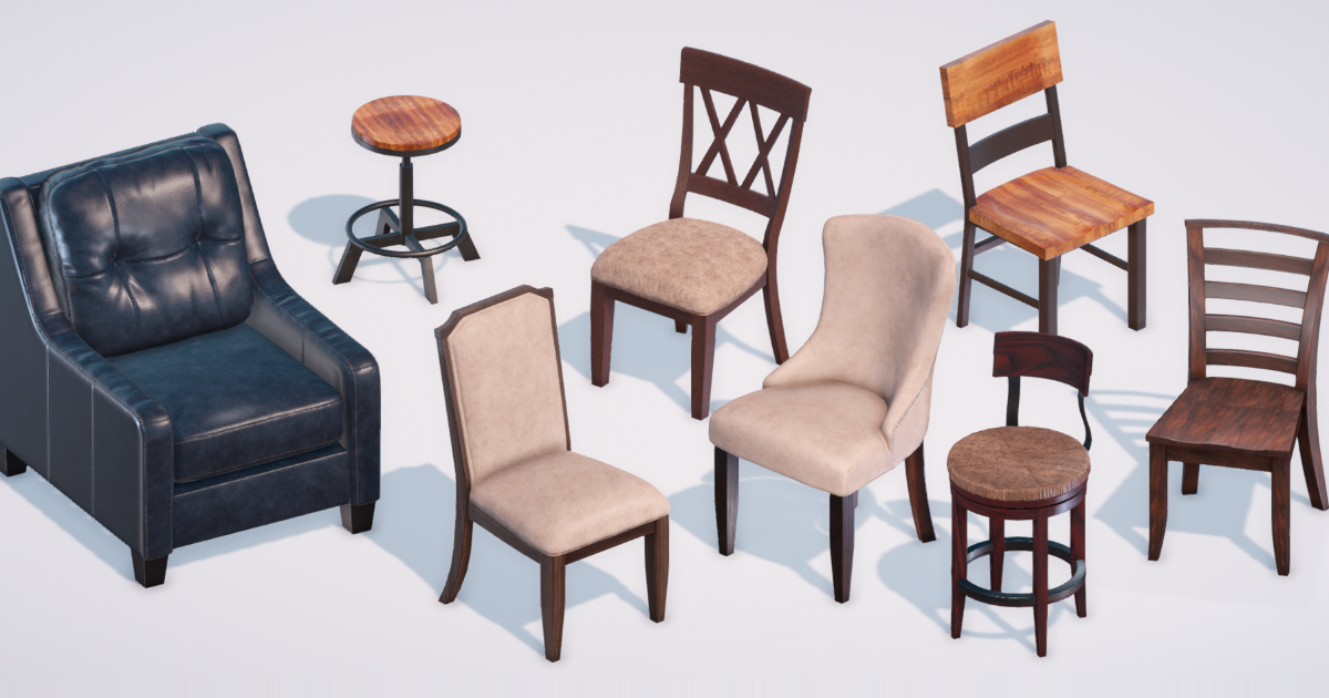 Chairs Pack PBR | 3D Interior | Unity Asset Store
