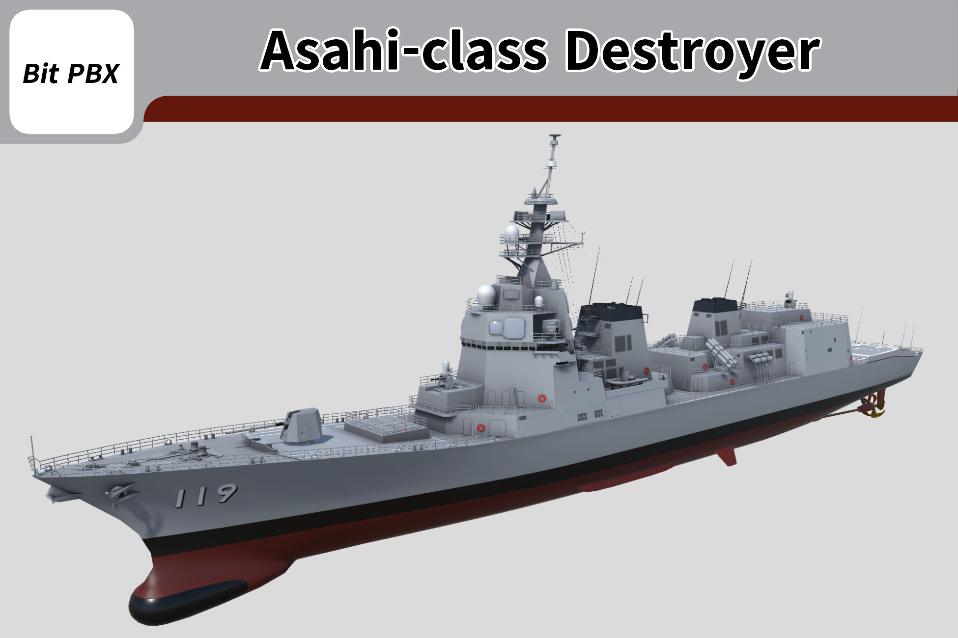 Japanese modern military ship Asahi-class destroyer by Bit PBX