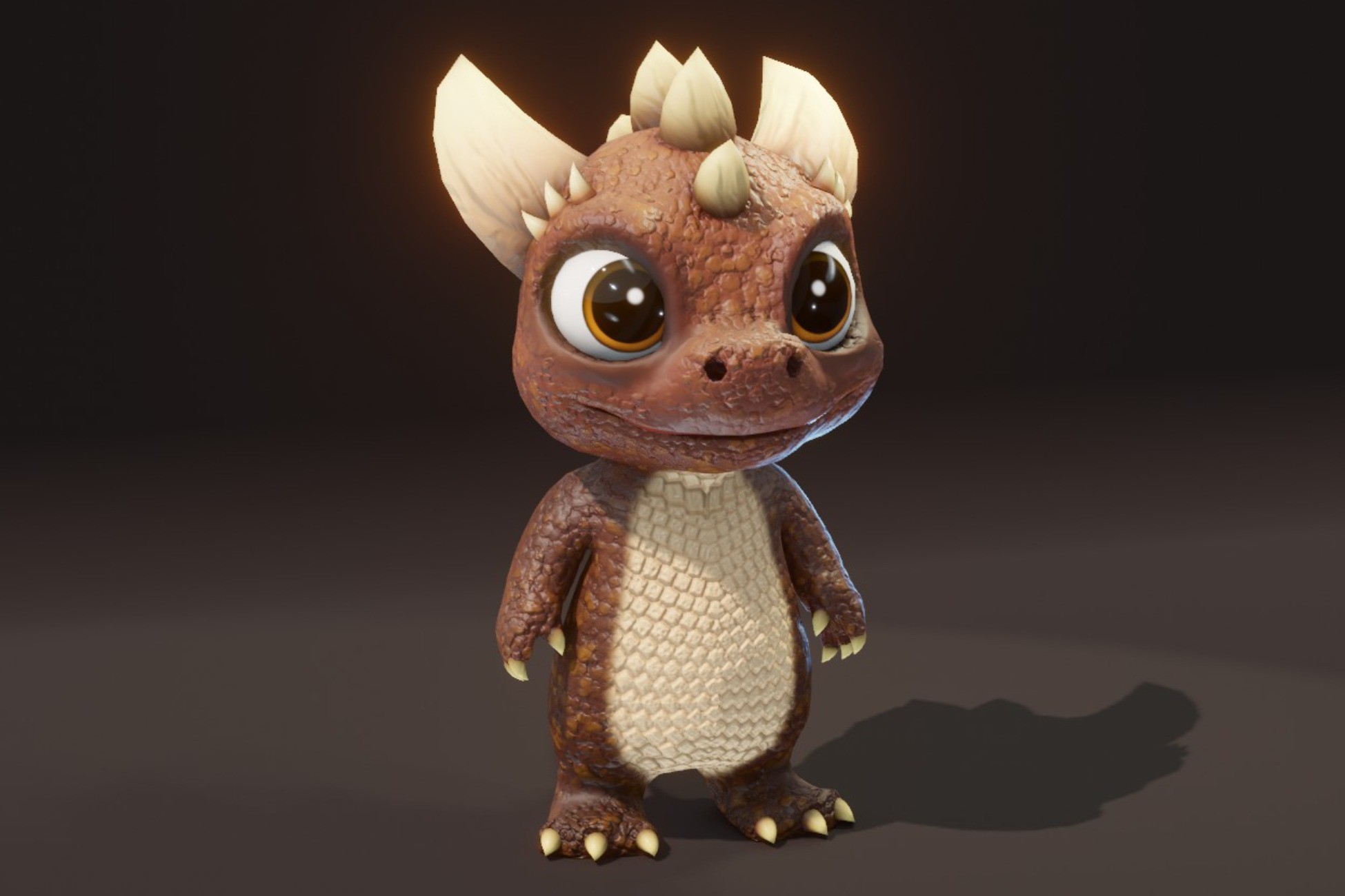 Cartoon Brown Dinosaur 3D Model (Low-Poly, Game-Ready, Animated, Built ...