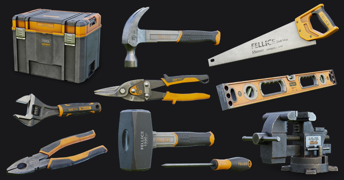 10 Hand Tools Pack Industrial | 3D Industrial | Unity Asset Store