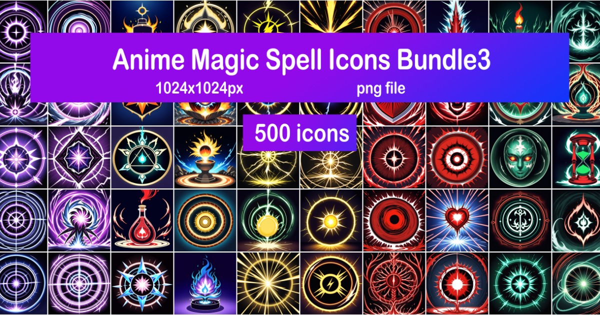 Anime Magic Spell Icons Bundle3 | 2D Icons | Unity Asset Store