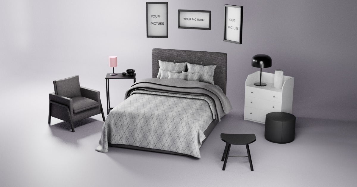 KIT - Modern Bedroom (Adjustable Drawers) | 3D Interior | Unity Asset Store