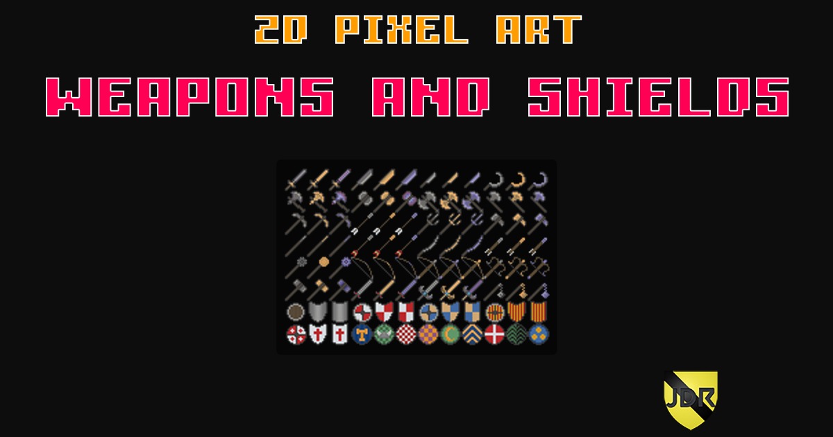 2D Pixel Art Weapons And Shields | 2D Icons | Unity Asset Store