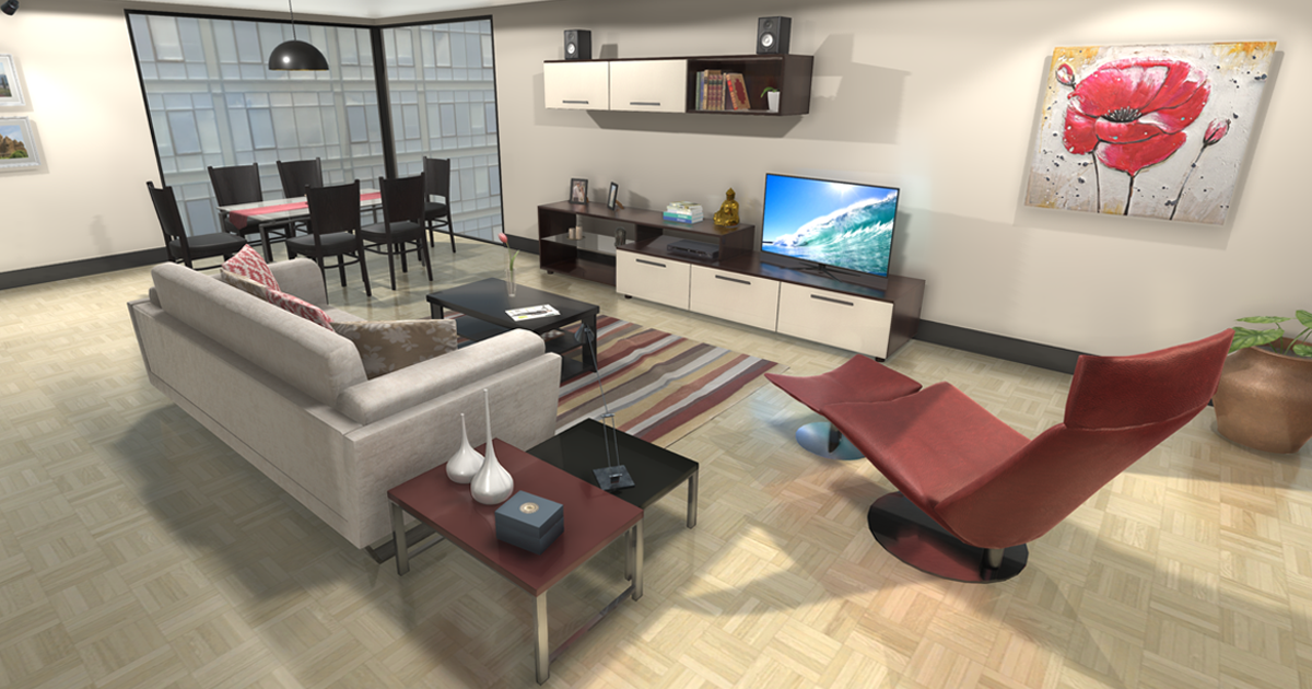 Modern Living Room 2 | 3D Interior | Unity Asset Store