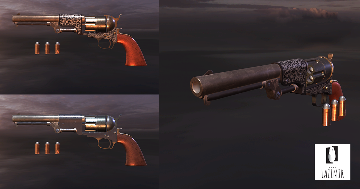 Low Poly Revolver (PBR) - Colt 1851 | 3D Guns | Unity Asset Store