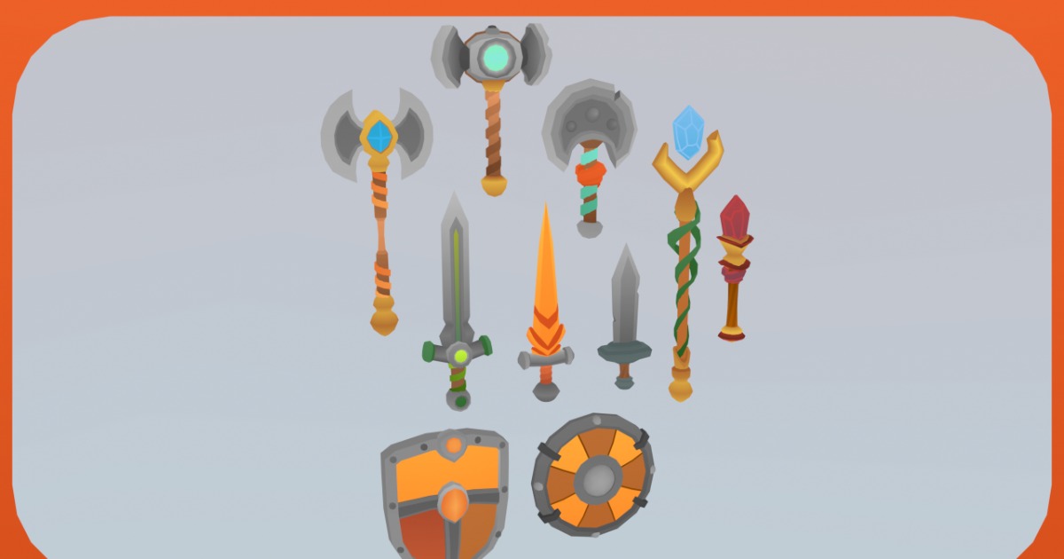 Fantasy Pack: Low-Poly Weapons & Shields | 3D Weapons | Unity Asset Store