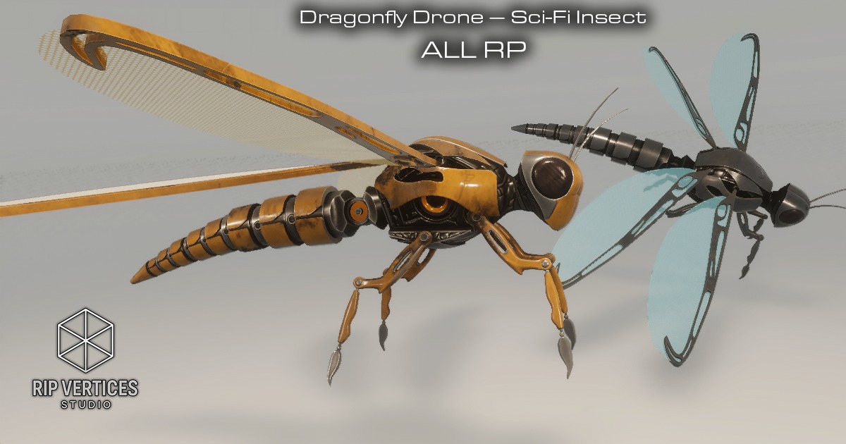 Dragonfly Drone – Sci-Fi Insect | 3D Robots | Unity Asset Store