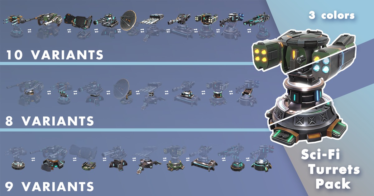 Tower Defence Sci-Fi Turrets Constructor | 3D Sci-Fi | Unity Asset Store