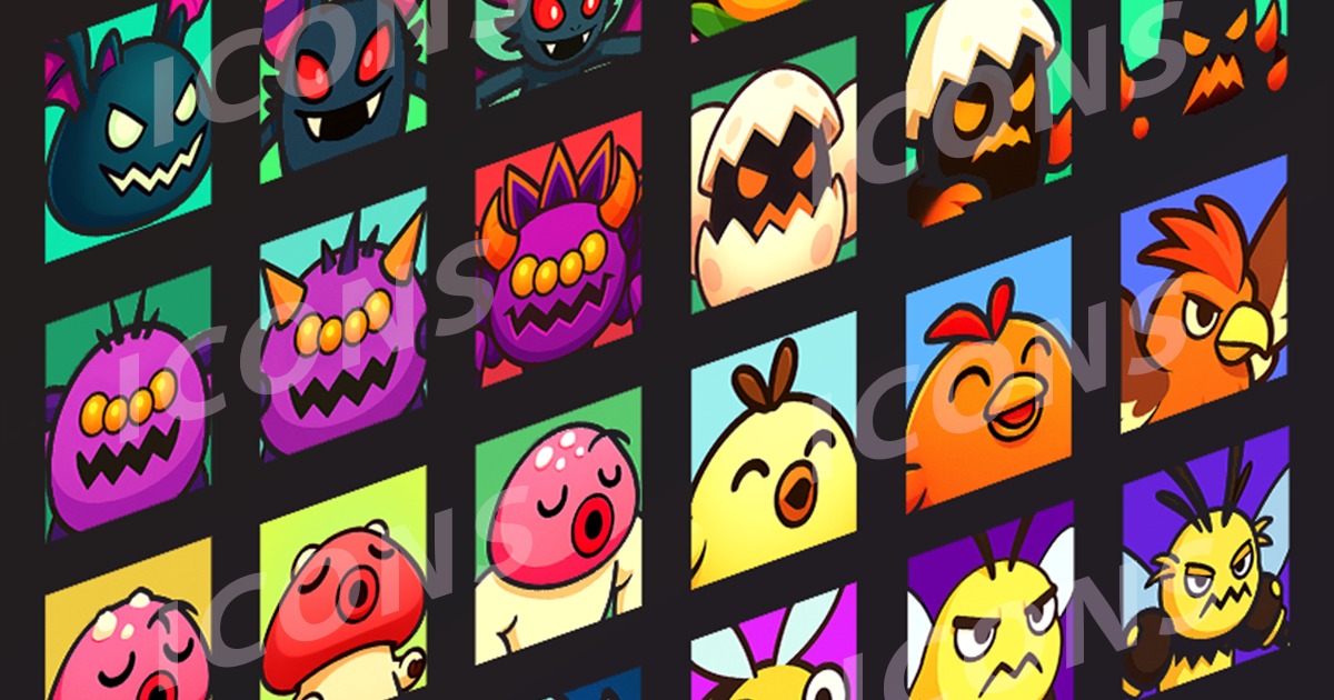 Icons For Monsters Ultimate Pack 01 Cute Series | 2D Icons | Unity ...