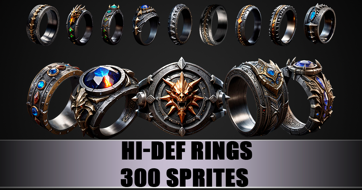 Hi-Def Rings Pack2 300 Sprites | 2D | Unity Asset Store