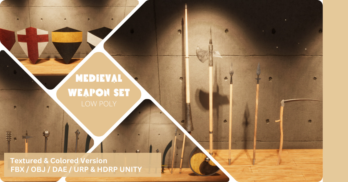 Medieval Weapon Set - Lowpoly Textured and Colorbased HDRP | 3D Weapons ...