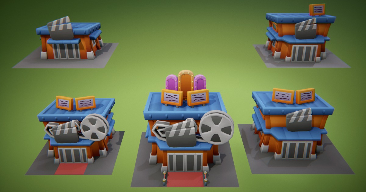 Cinema Building Level Up - 5 Levels | 3D Props | Unity Asset Store