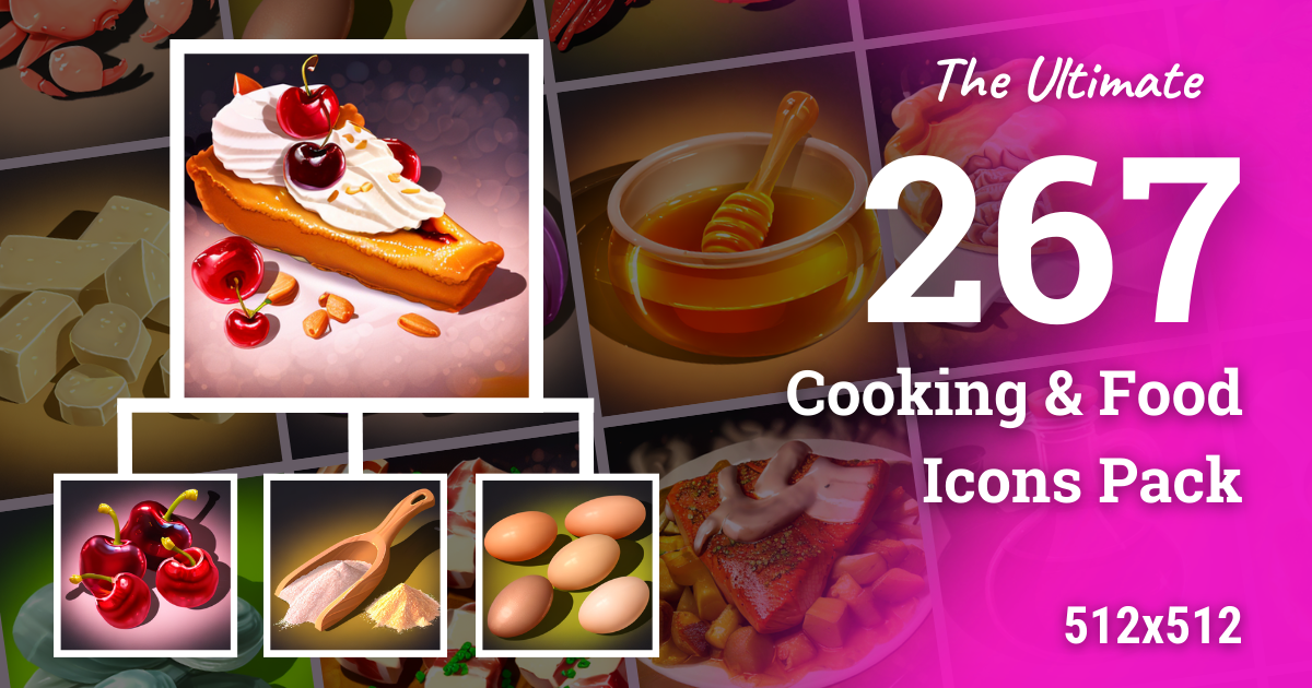 The Ultimate 267 Cooking Ingredients & Prepared Dishes Food Icons Pack ...
