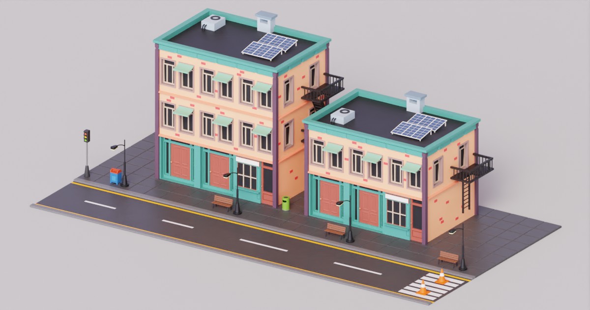 Low Poly Brick Building | 3D Environments | Unity Asset Store