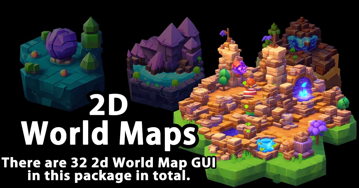 Casual_2D_World_Map_GUI | 2D GUI | Unity Asset Store