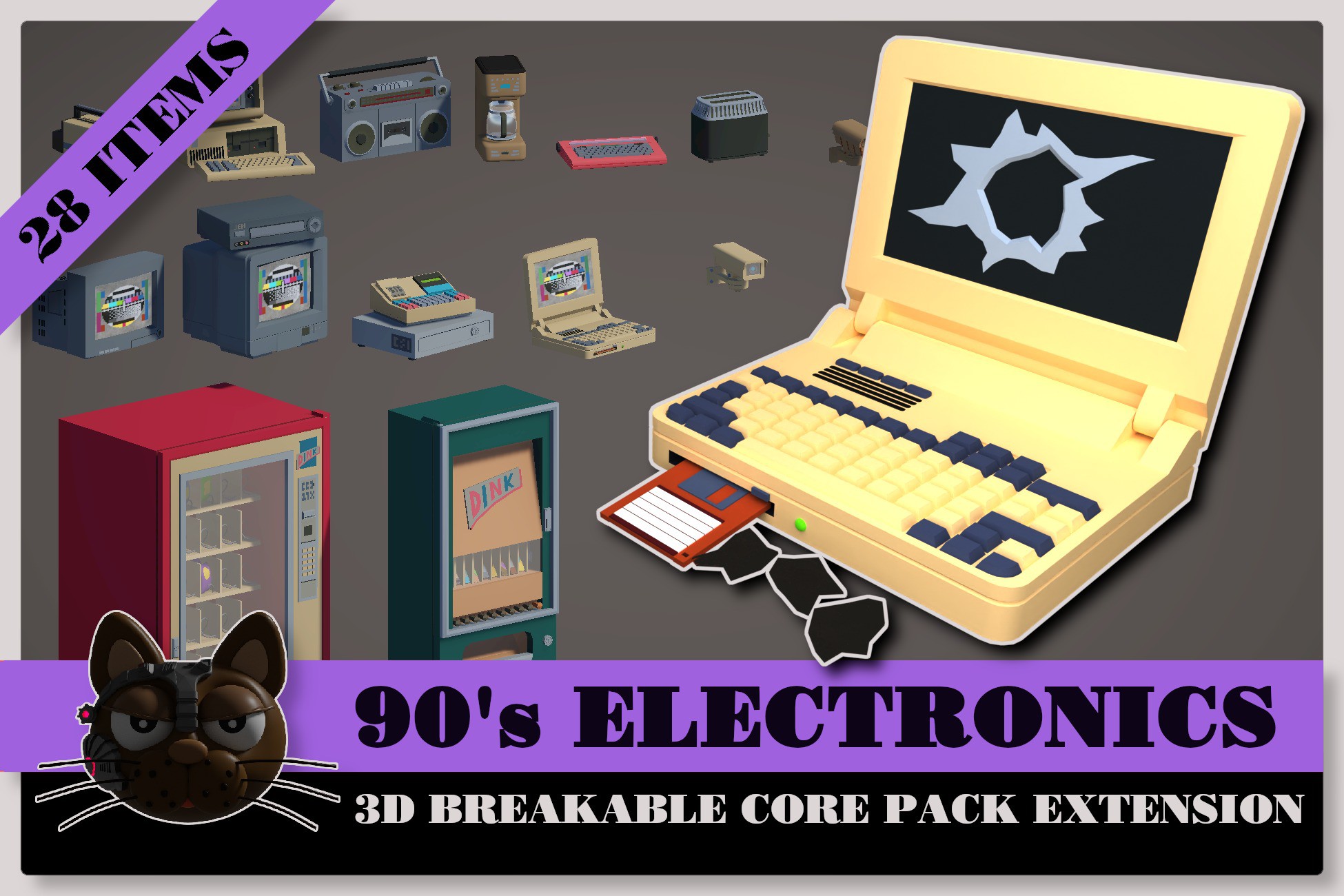 90's Electronics for 3D Breakables Core Pack | 3D Electronics | Unity ...
