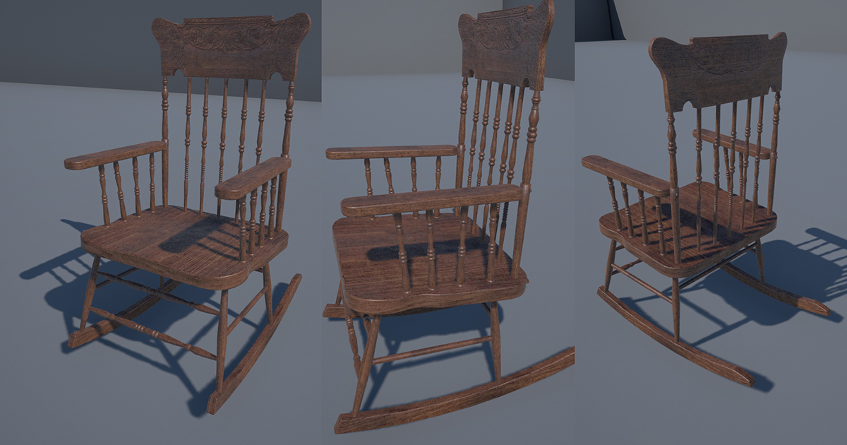 Elegant Cherry-Wood Rocking Chair | 3D Furniture | Unity Asset Store