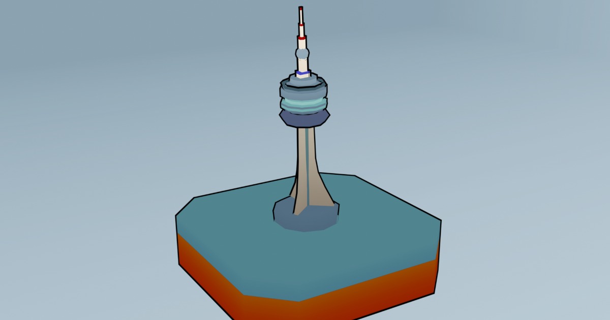 Cartoon World Landmarks Low Poly: CN Tower | 3D Urban | Unity Asset Store