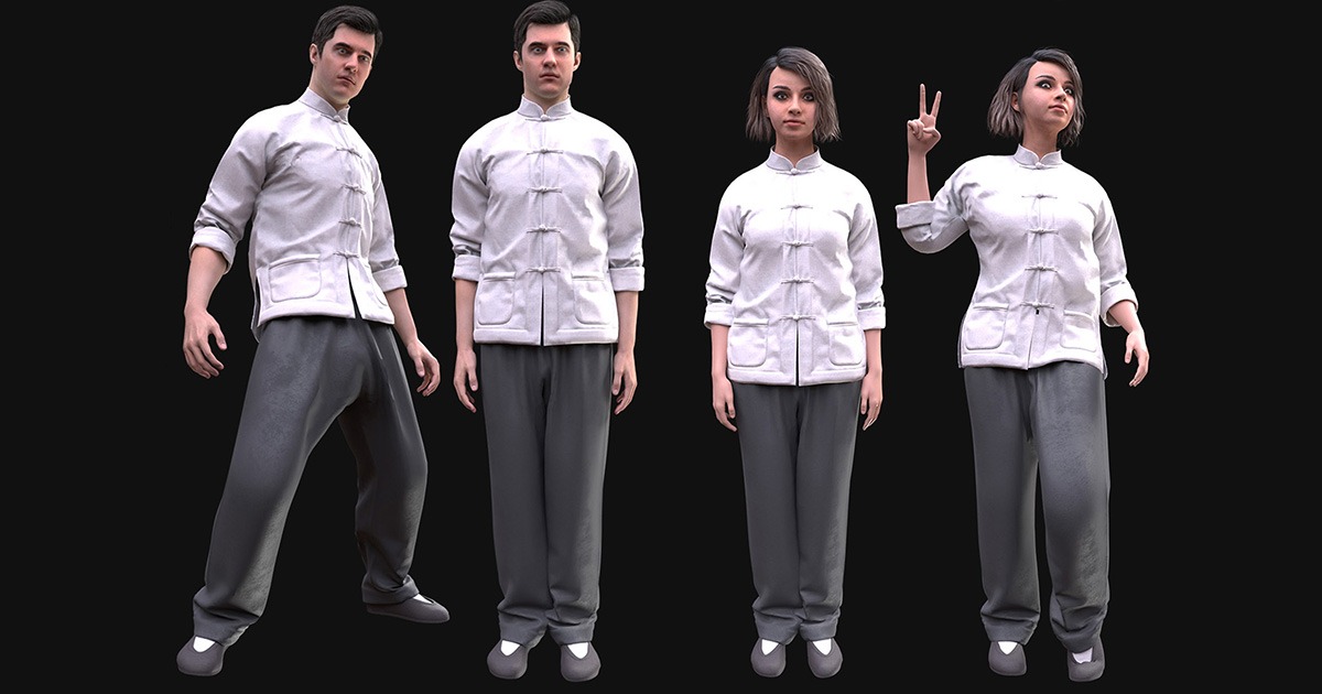 Collection 40 - Man/Woman in Martial Suit - Rigged | 3D Characters ...