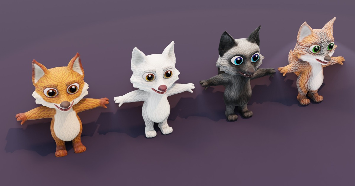 Cartoon Fox Rigged 3D Models Pack | Characters | Unity Asset Store