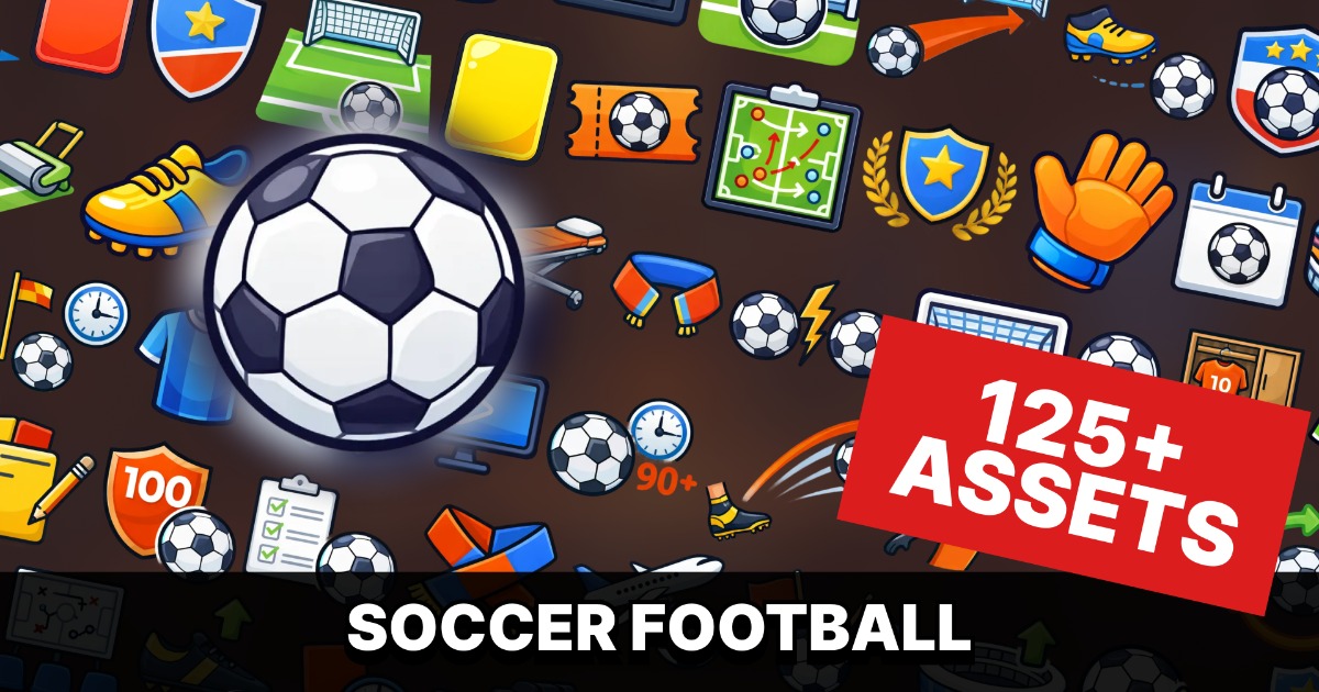 Soccer Football Game UI Icons Pack for Sports Simulation Arcade and ...