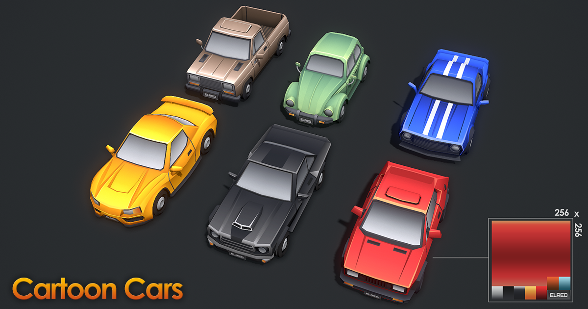 Cartoon Cars - Mobile Pack | 3D Land | Unity Asset Store
