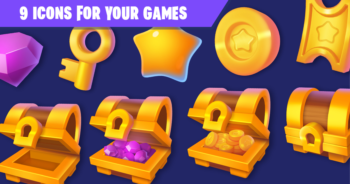Game chests and currency mini pack | 2D Icons | Unity Asset Store